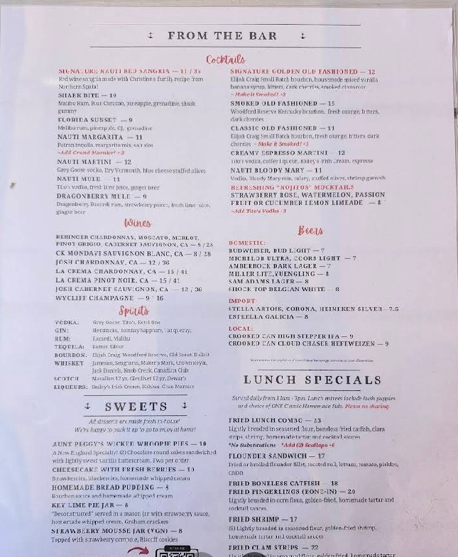 Apopka 's Best New England -Inspired Seafood Menu at The Nauti Lobstah